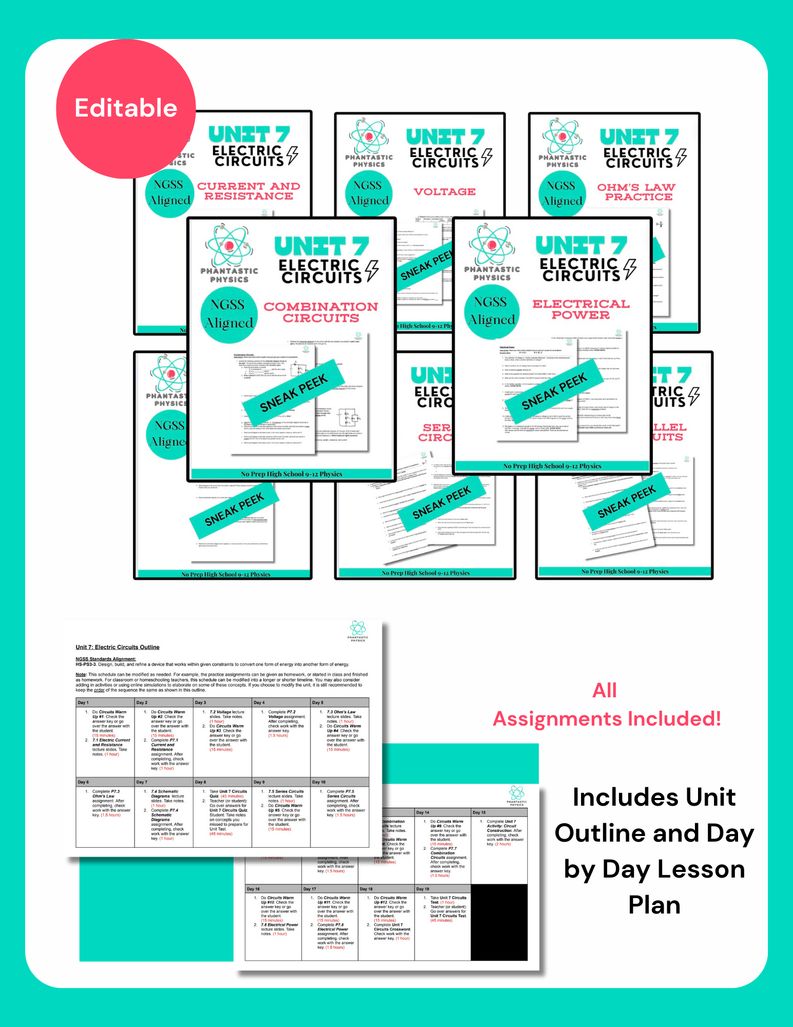 High School Physics: Complete Electrical Circuits Assignment Bundle NG ...