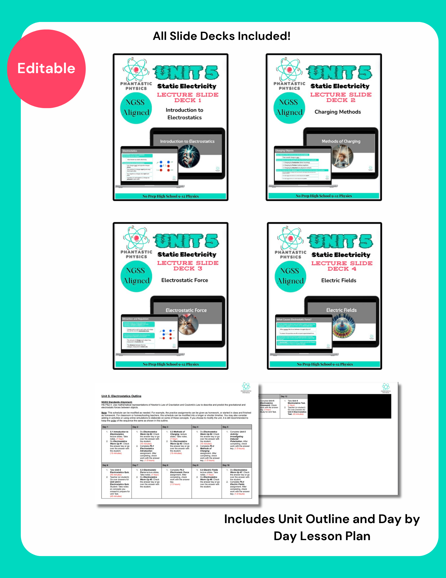 High School Physics Static Electricity: Complete Slide Deck Bundle NGS ...
