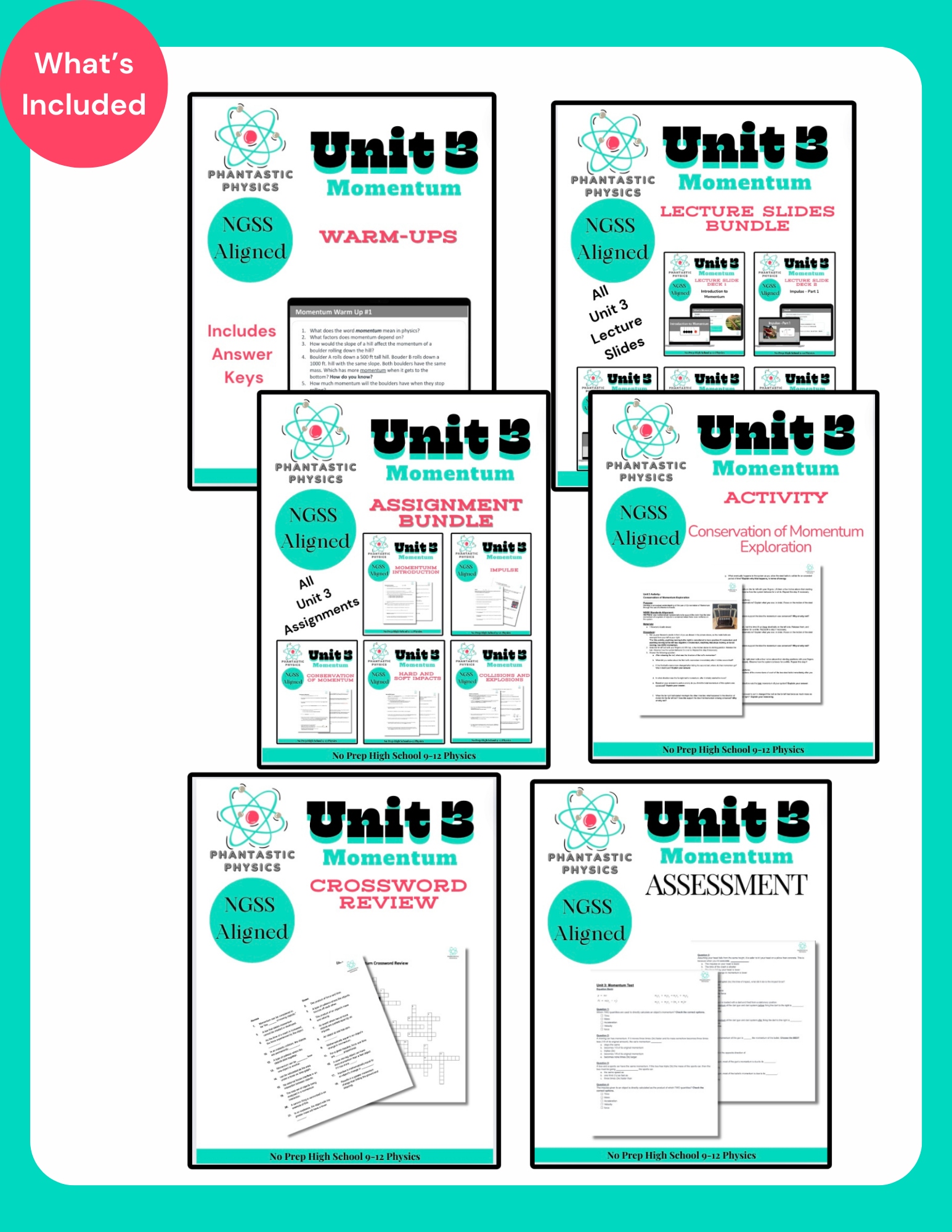 Complete High School Physics Momentum Unit Bundle (NGSS Aligned, Grade ...