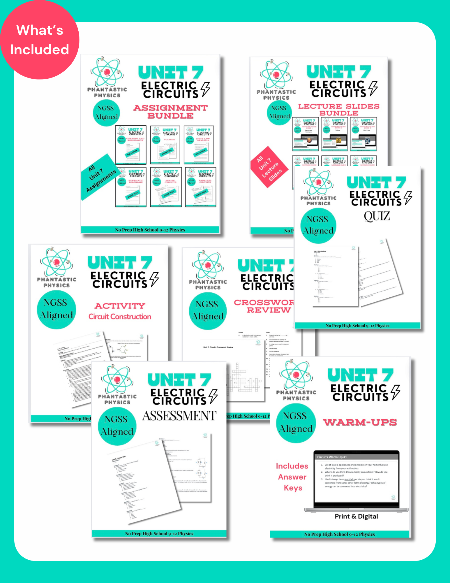 Complete High School Physics Electrical Circuits Unit Bundle-NGSS, Gra ...
