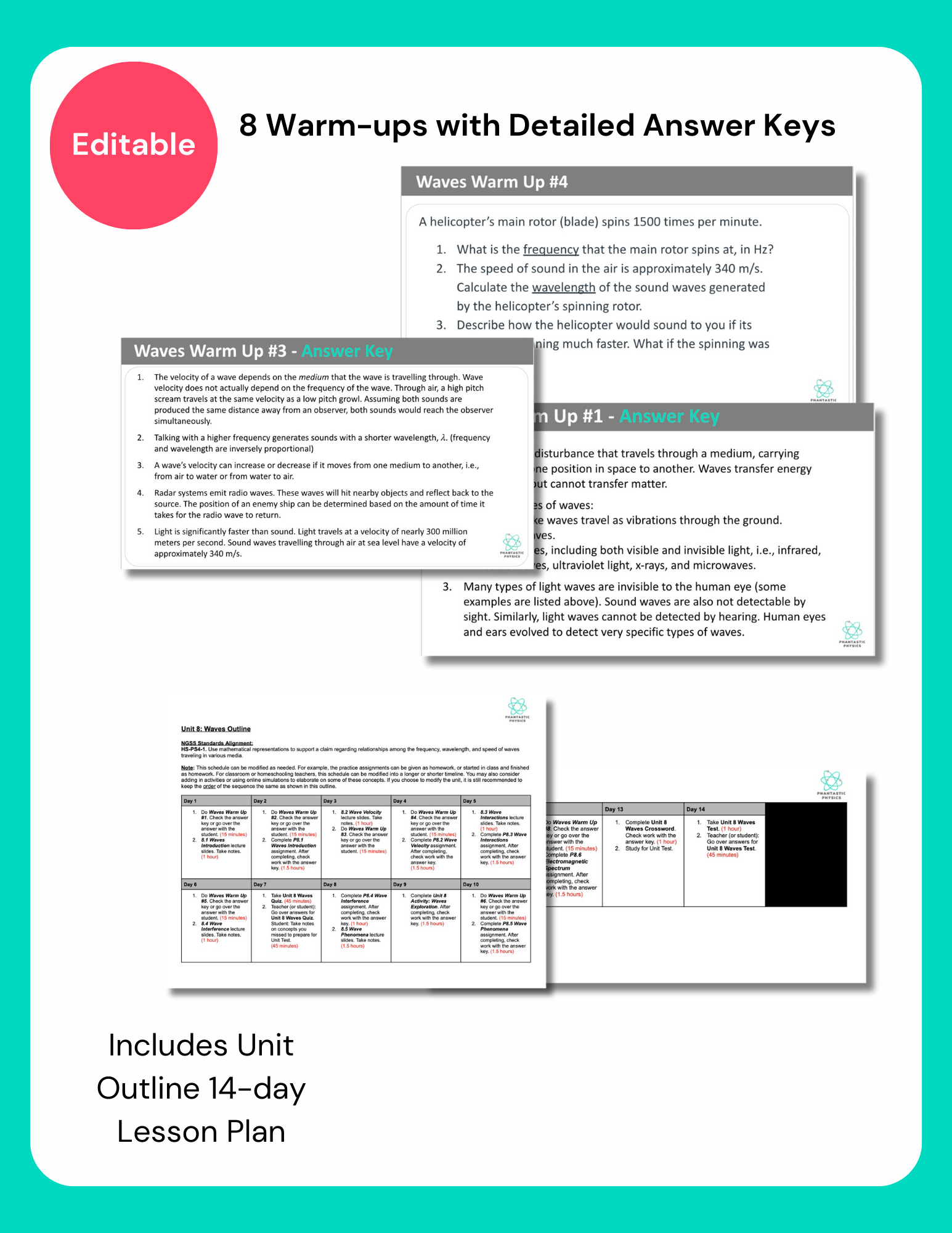 High School Physics: Waves Unit Warm-Ups - Grades 9-12, NGSS Aligned ...