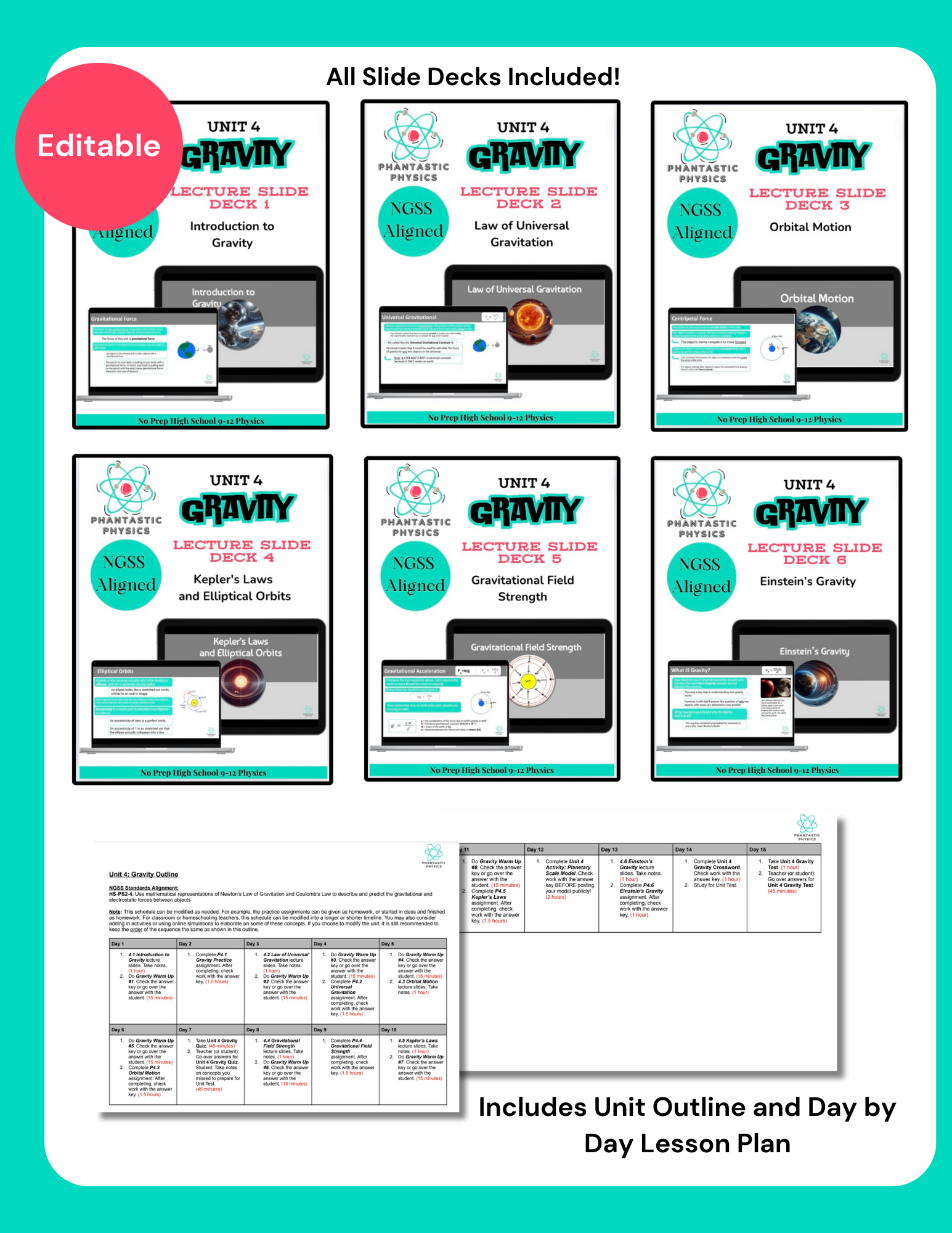 High School Physics Gravity: Complete Slide Deck Bundle NGSS-Aligned-G ...