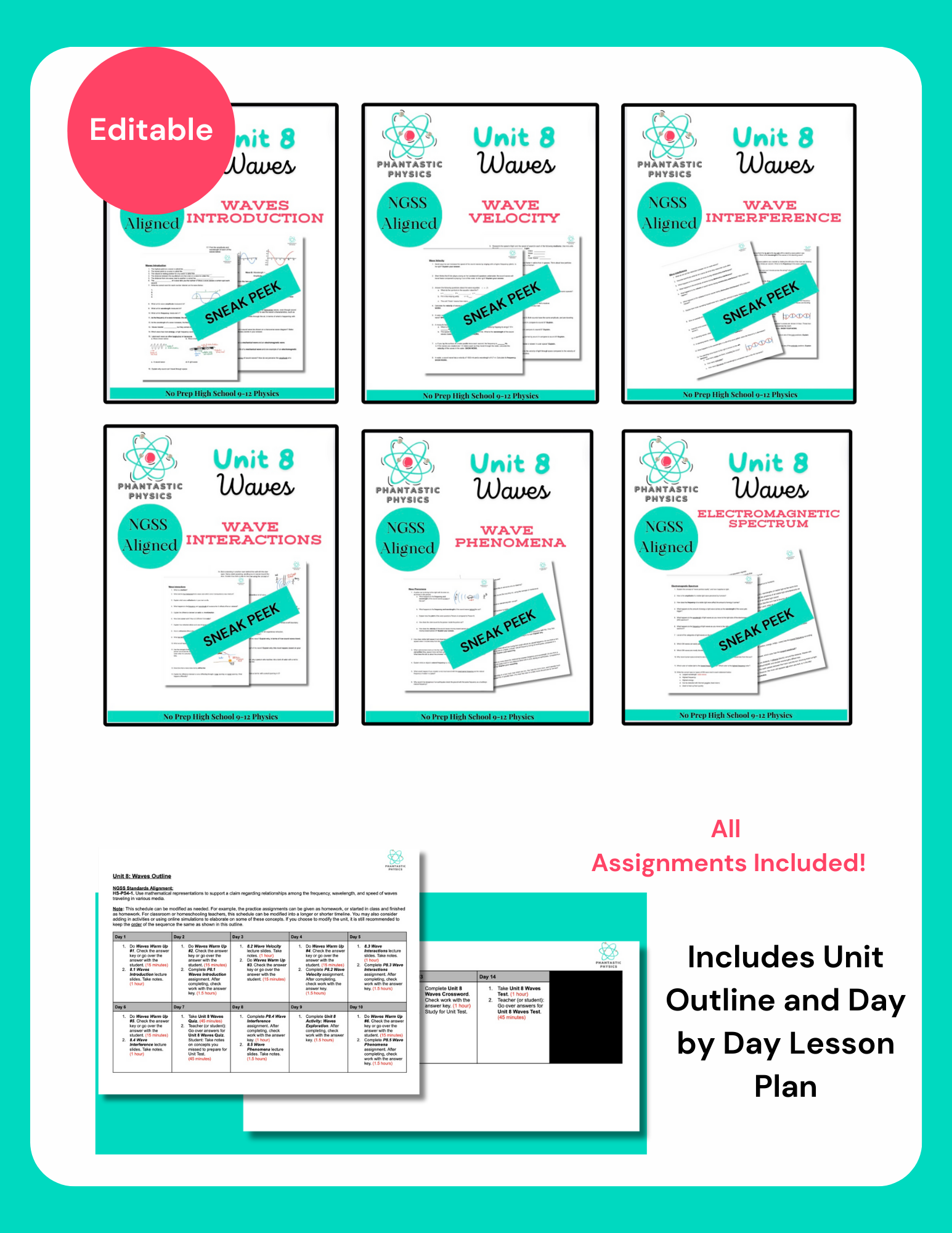 High School Physics Waves: Complete Assignment Bundle NGSS Aligned - G – Phantastic Physics
