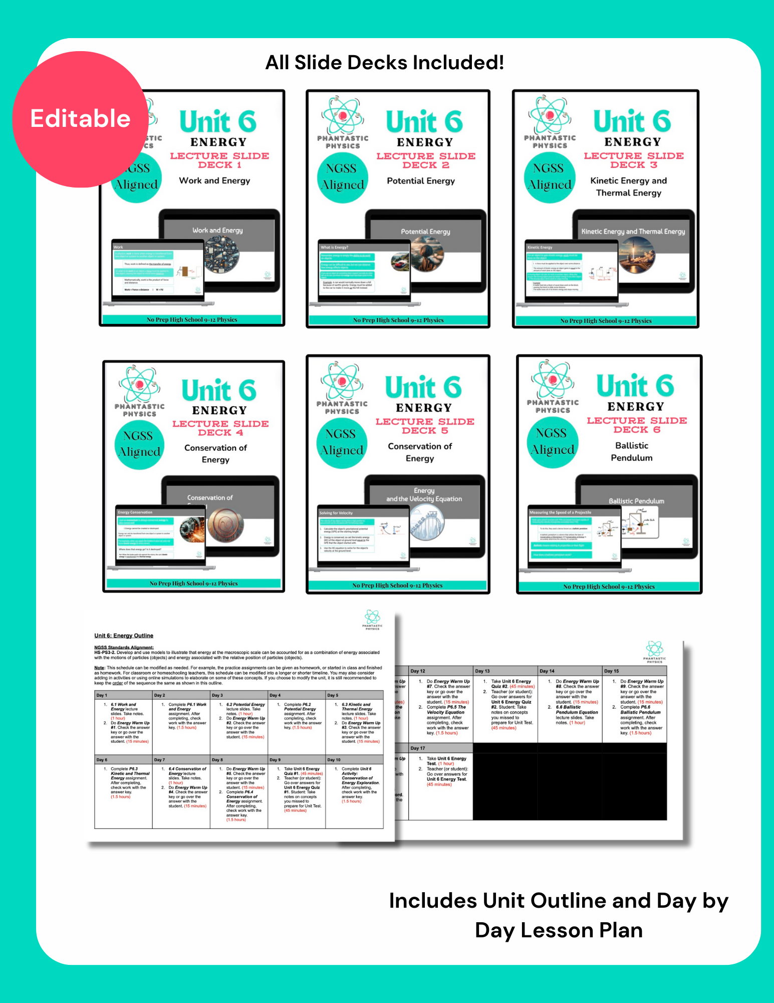 High School Physics Energy: Complete Slide Deck Bundle NGSS Aligned-Gr ...