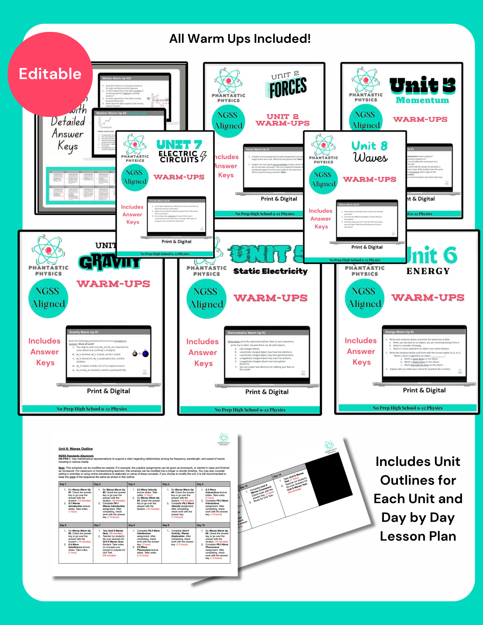 Complete High School Physics Warm-Ups Bundle (NGSS Aligned, Grades 9-1 ...