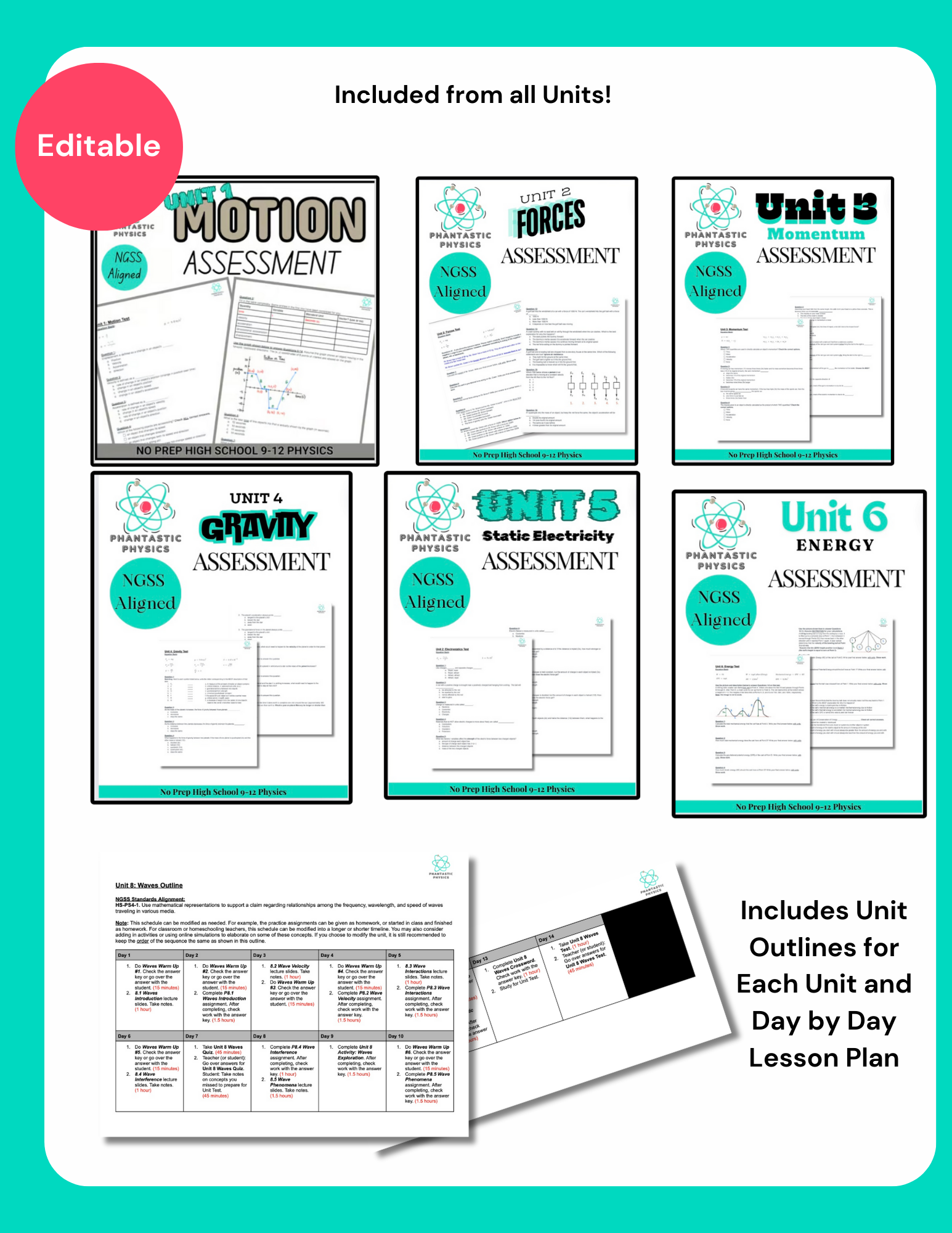 Complete High School Physics Test Bundle (NGSS Aligned, Grades 9-12 ...