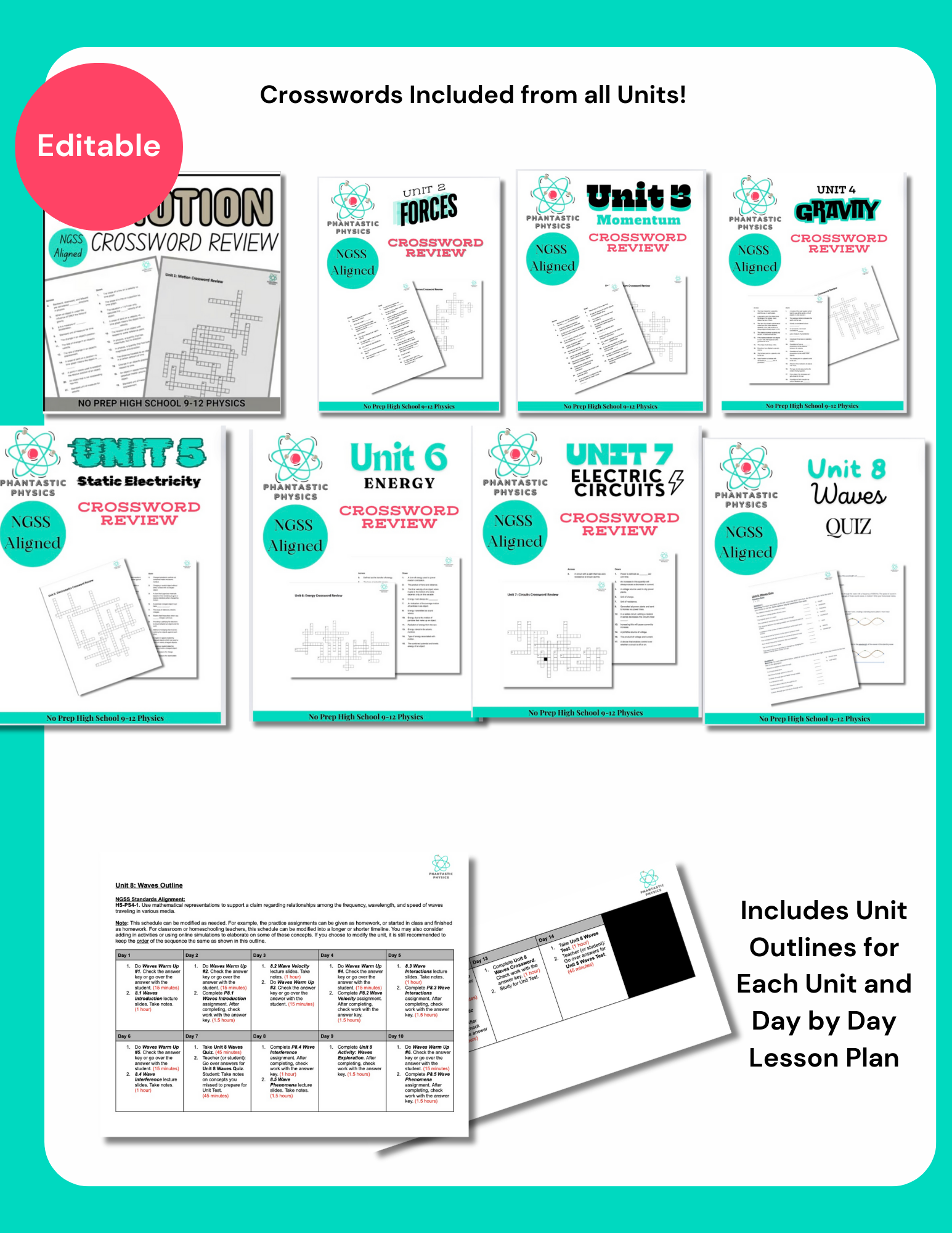 Complete High School Physics Crossword Puzzle Bundle (NGSS Aligned, Gr ...