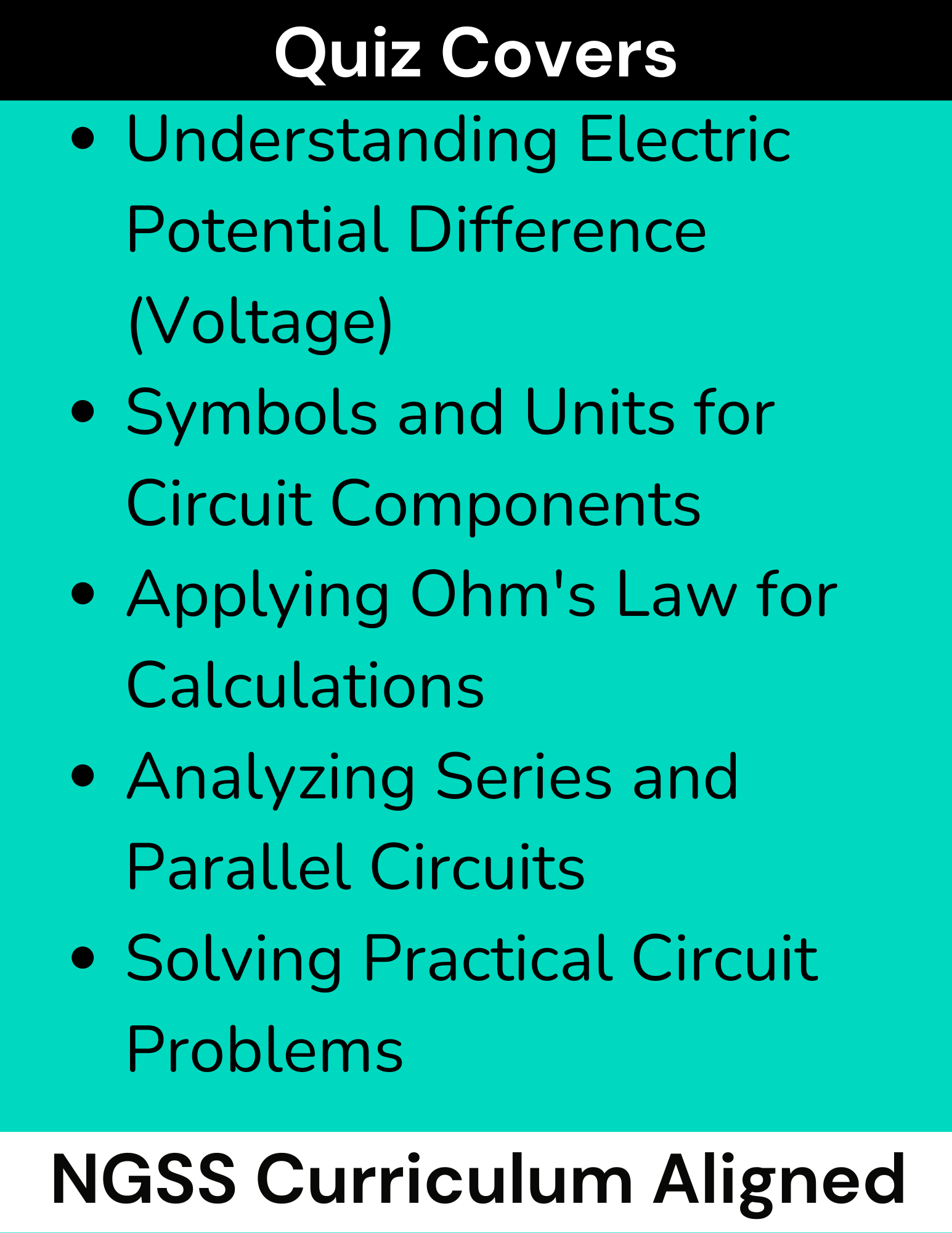 High School Physics: Circuits Quiz - Grades 9-12, NGSS Aligned ...