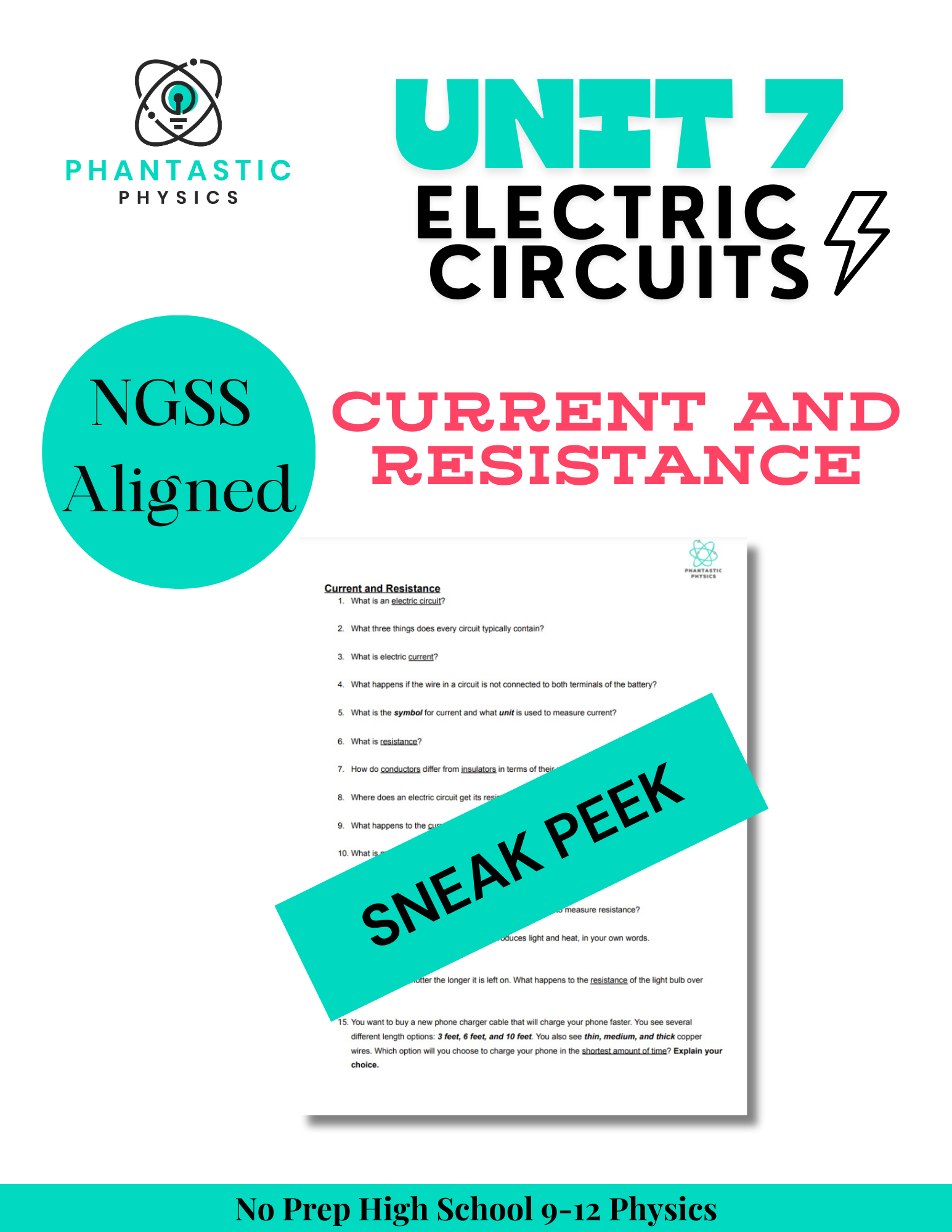 High School Physics: Current and Resistance Assignment-Grades 9-12, NG ...