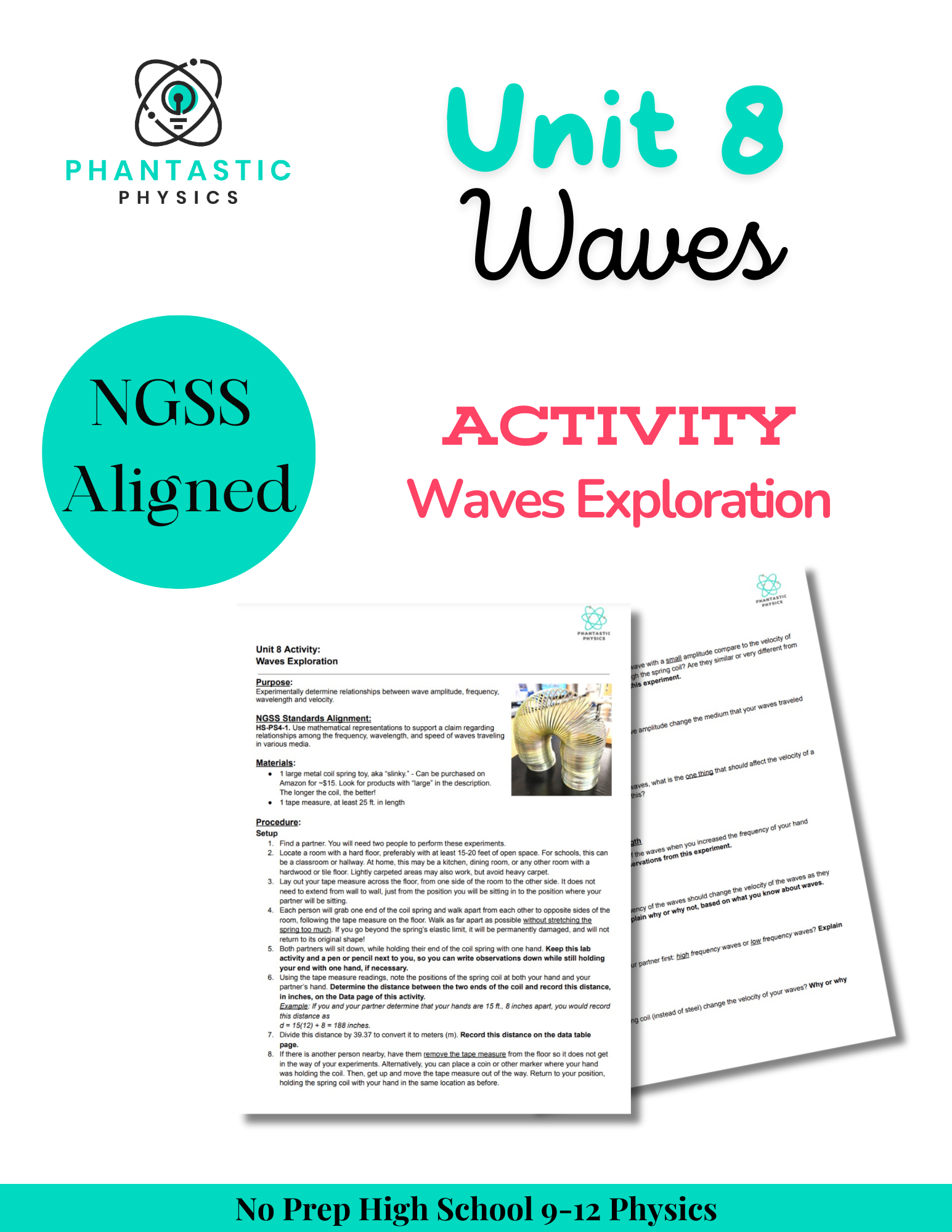High School Physics: Waves Exploration Activity - Grades 9-12, NGSS Al ...
