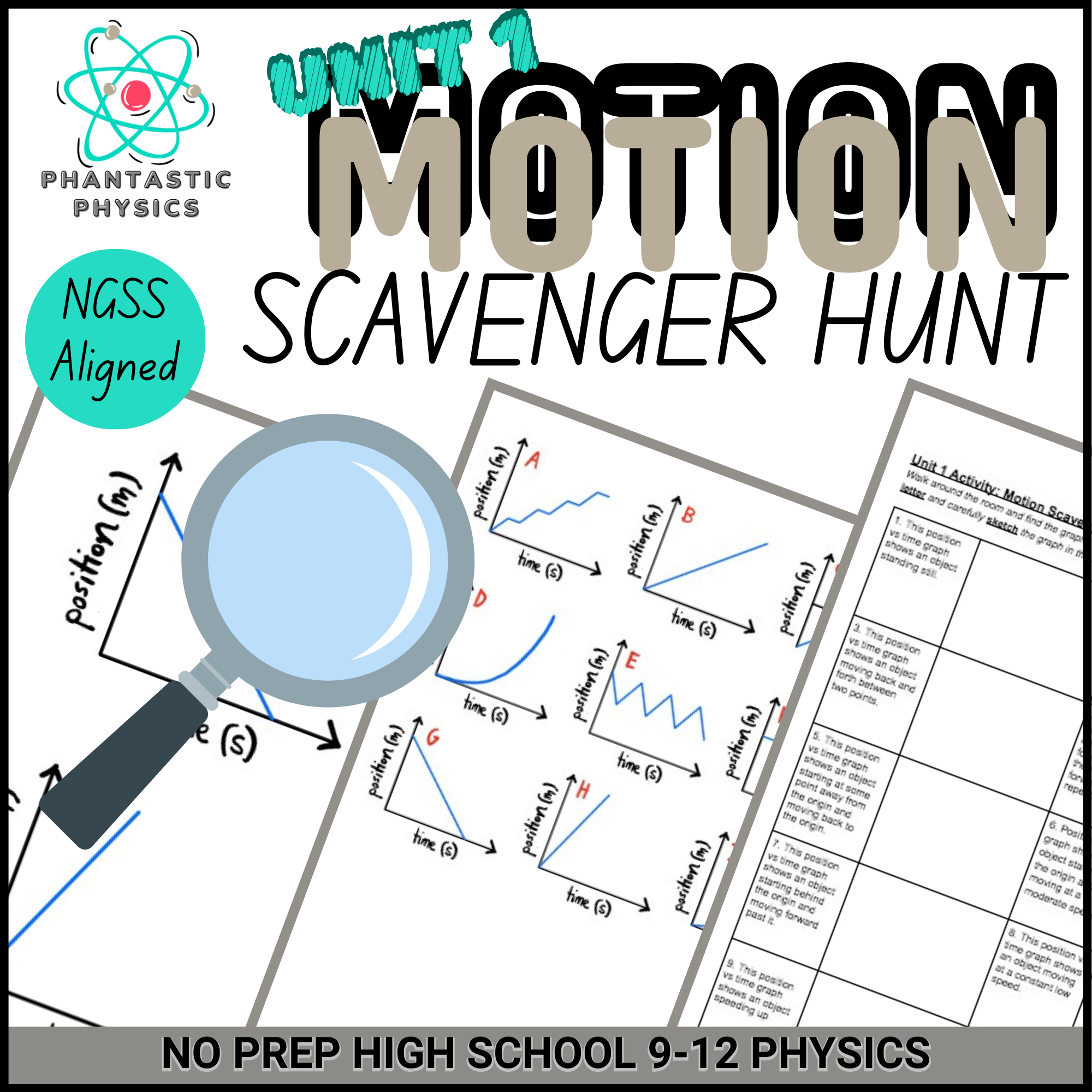 High School Physics:Position vs Time Graphing Scavenger Hunt Activity ...