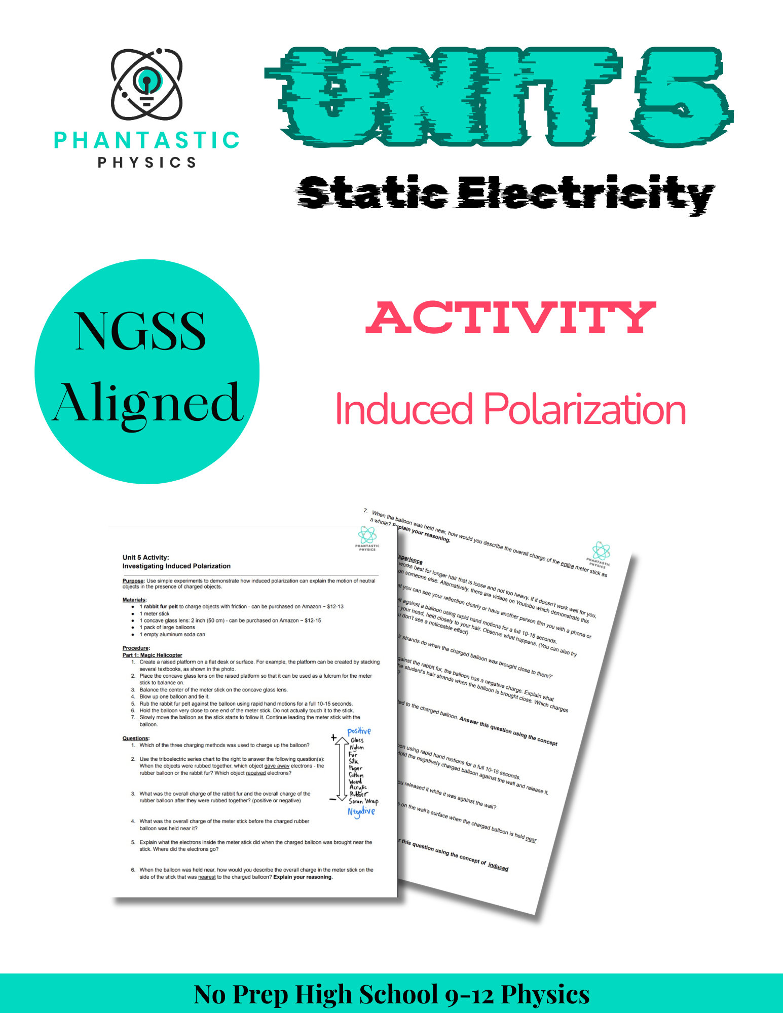 High School Physics: Induced Polarization Activity - Grades 9-12, NGSS ...