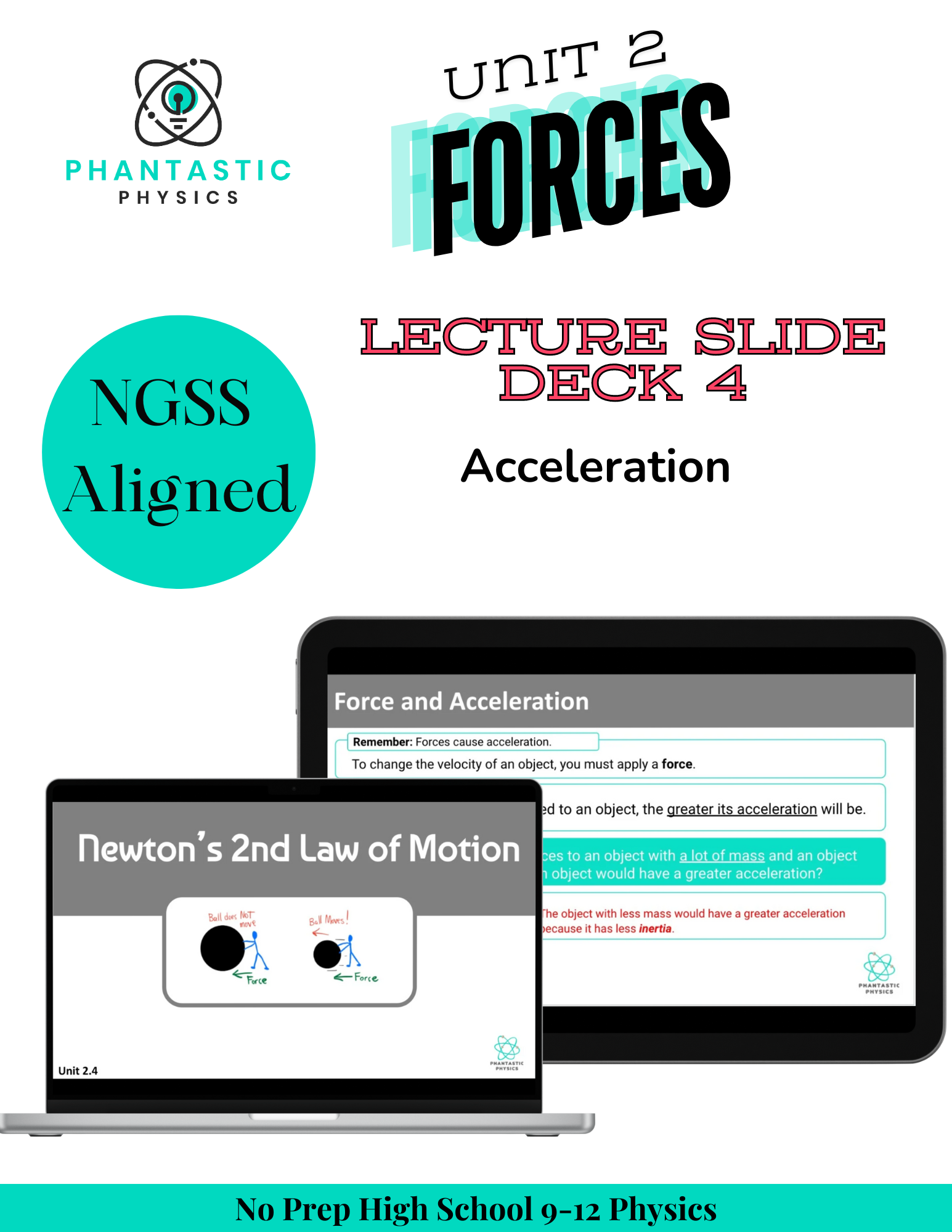 High School Physics: Newton's 2nd Law of Motion Deck (Grades 9-12, NGS ...