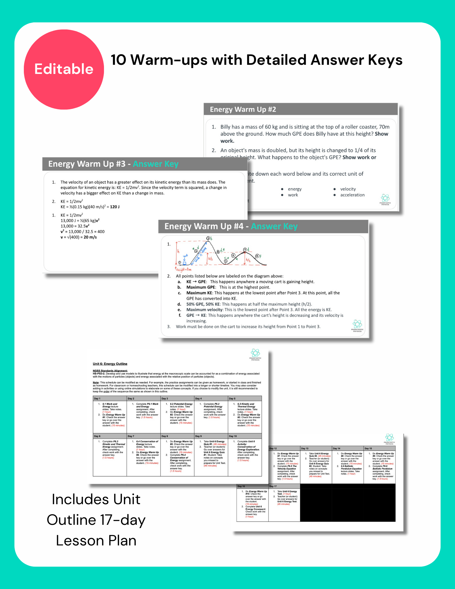 High School Physics: Energy Warm-Ups - Grades 9-12, NGSS Aligned ...