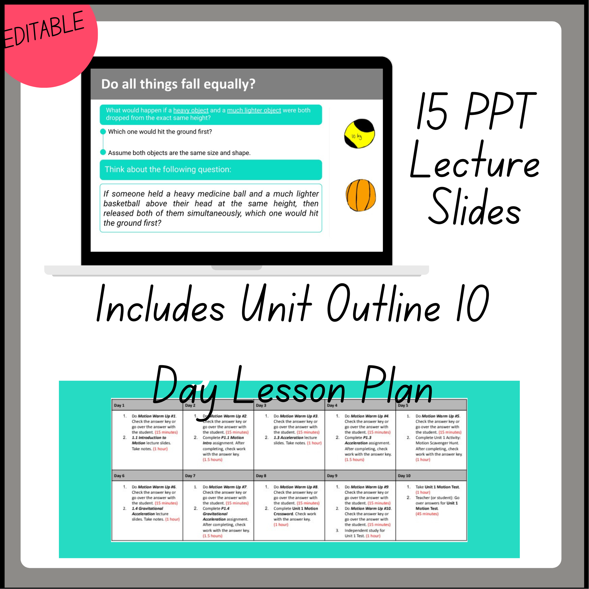 High School Physics: Gravitational Acceleration Slide Deck (Grades 9-1 ...