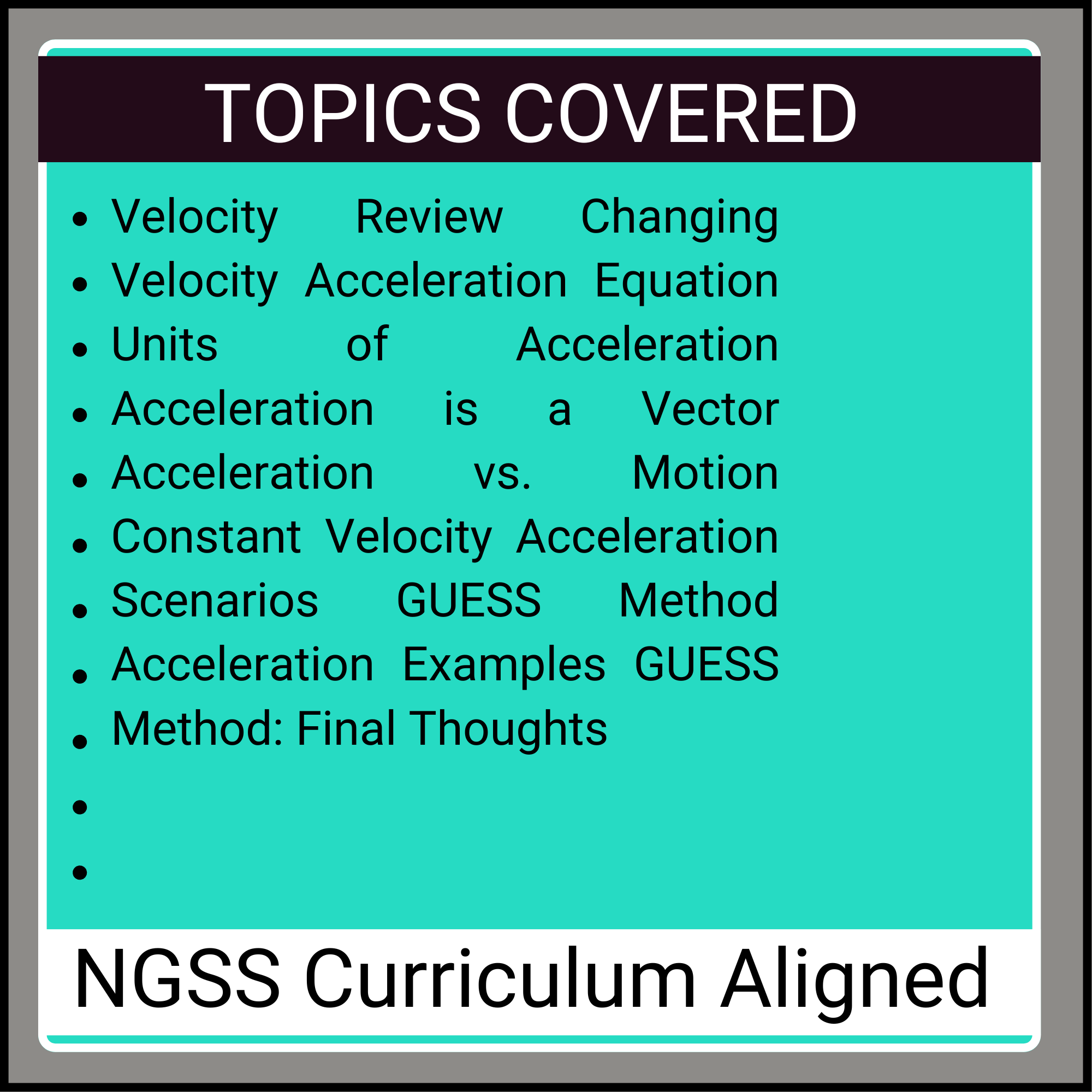 High School Physics: Acceleration Assignment (Grades 9-12, NGSS Aligne ...